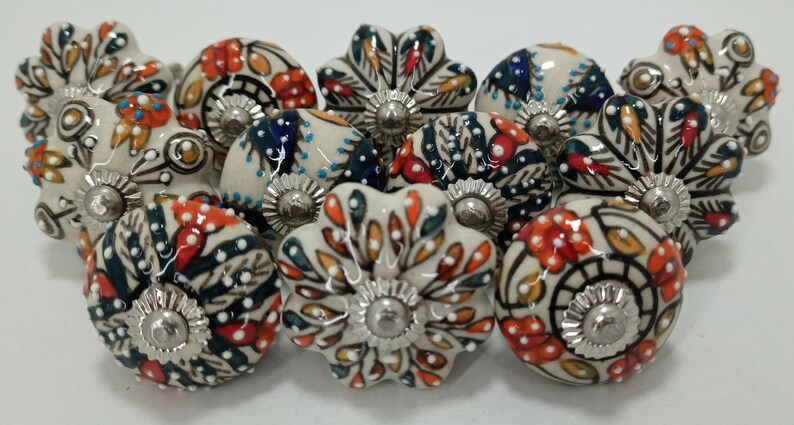 Multicolor Emboss Ceramic Knobs Handpainted Handmade Ceramic - Etsy