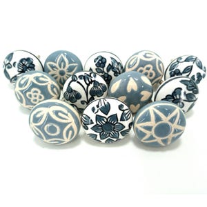 Grey Flat Ceramic Knobs Kitchen Cabinet Drawer Knobs Hardware Knobs Handmade Knobs Cabinet Knobs ...