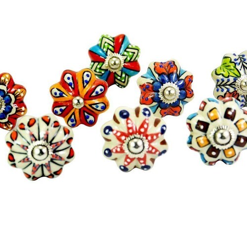 Lots of Dotted Mix Ceramic Cabinet Colorful Knobs Furniture | Etsy