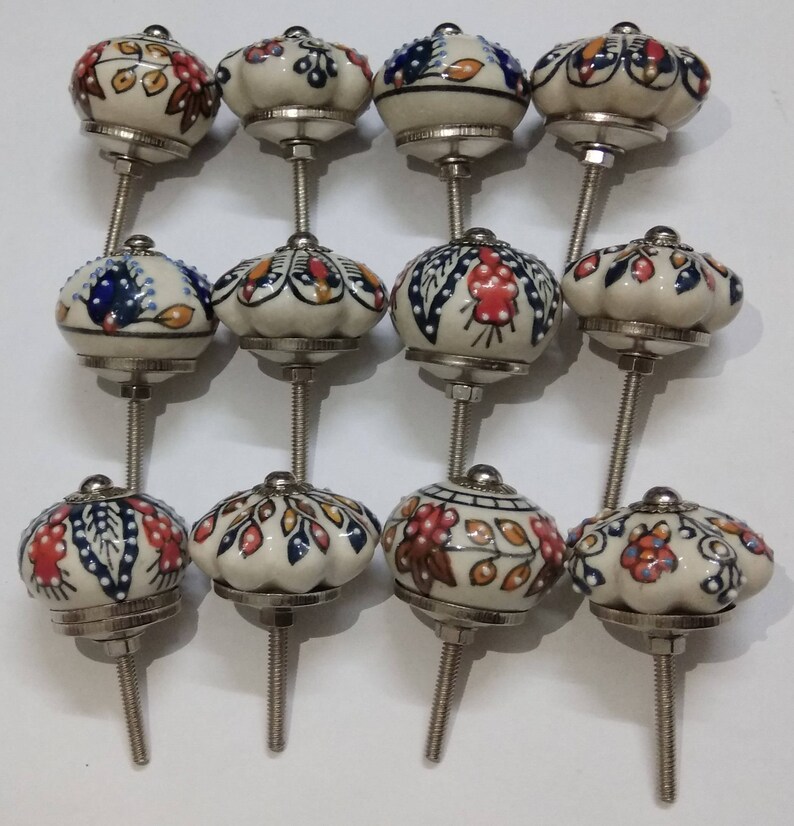 Multicolor emboss Ceramic Knobs Handpainted Handmade Ceramic | Etsy