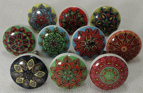 Multi Color Ceramic Knobs Kitchen Cabinet Drawer Knobs - Etsy