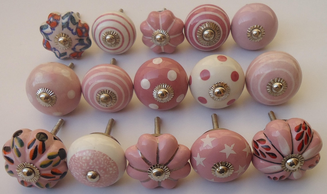 Pink Mixed Assorted Design Ceramic Knobs Ceramic Door Knobs - Etsy