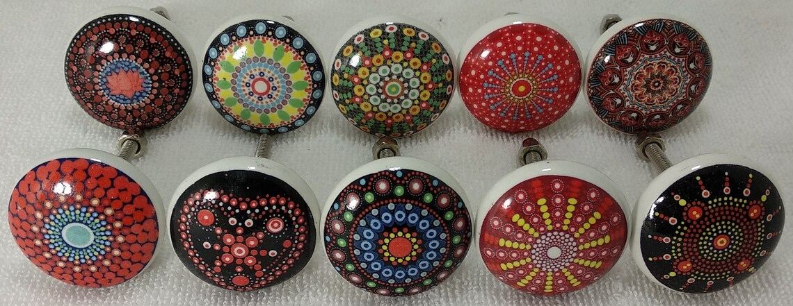 Multi Color Ceramic Knobs Kitchen Cabinet Drawer Knobs - Etsy