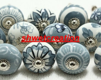 Grey and White Color Ceramic Knobs Vintage Ceramic Door Knobs Kitchen Cabinet Knobs Drawer Pulls ...