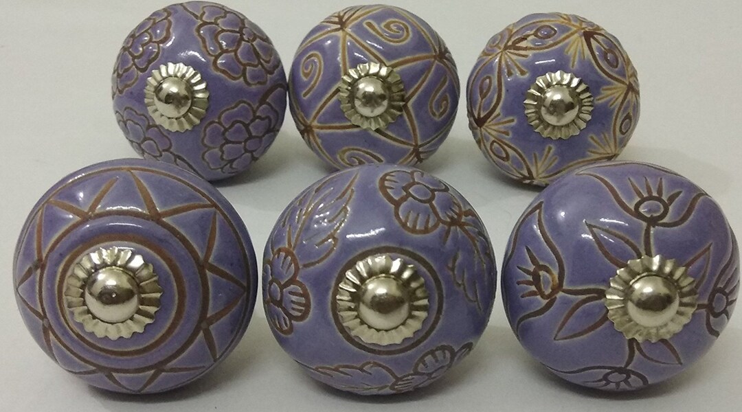 Purple Color Vintage Look Ceramic Knobs Vintage Ceramic Door Knobs ...