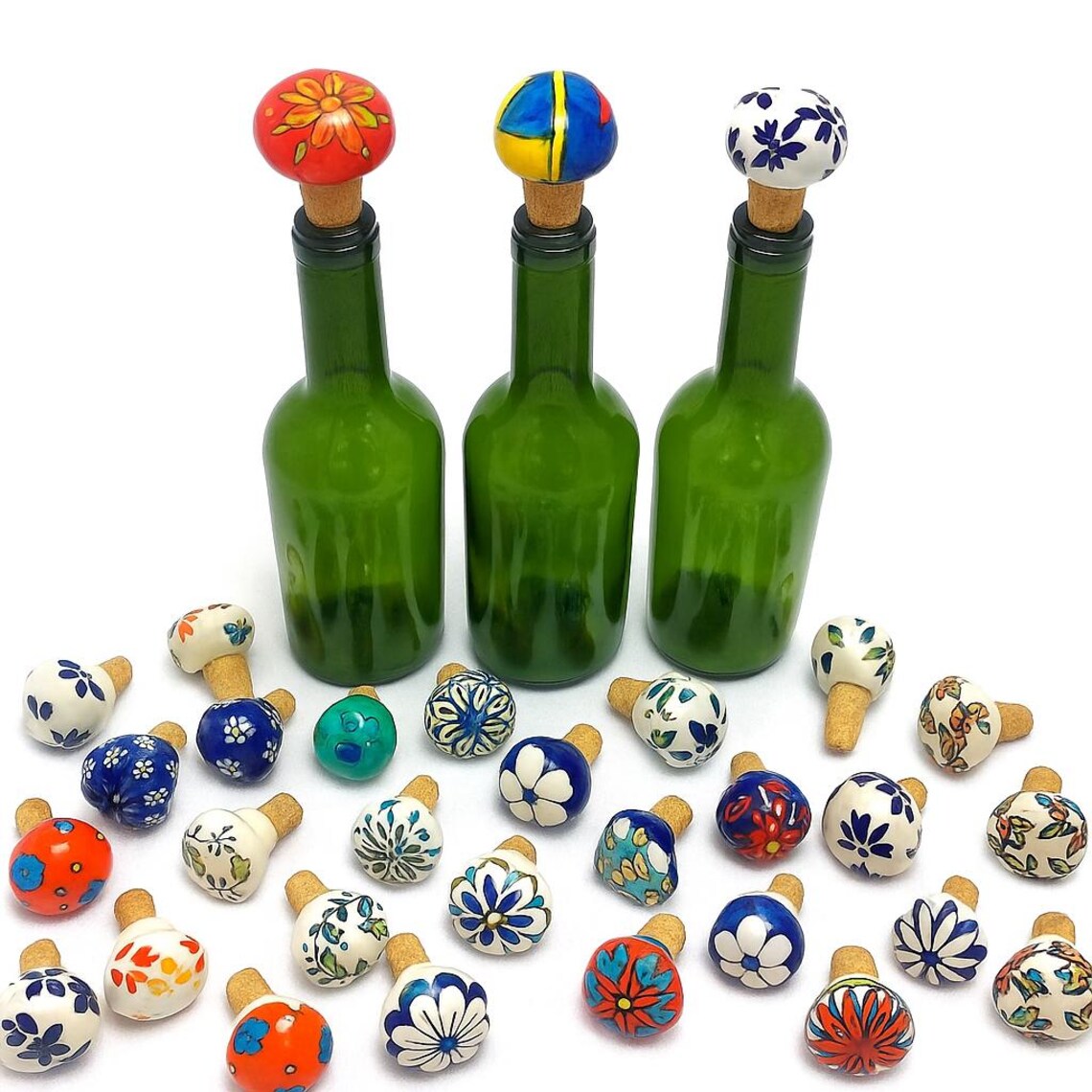 Handpainted Ceramic Wine Bottle Stopper, Assorted Colors - Etsy