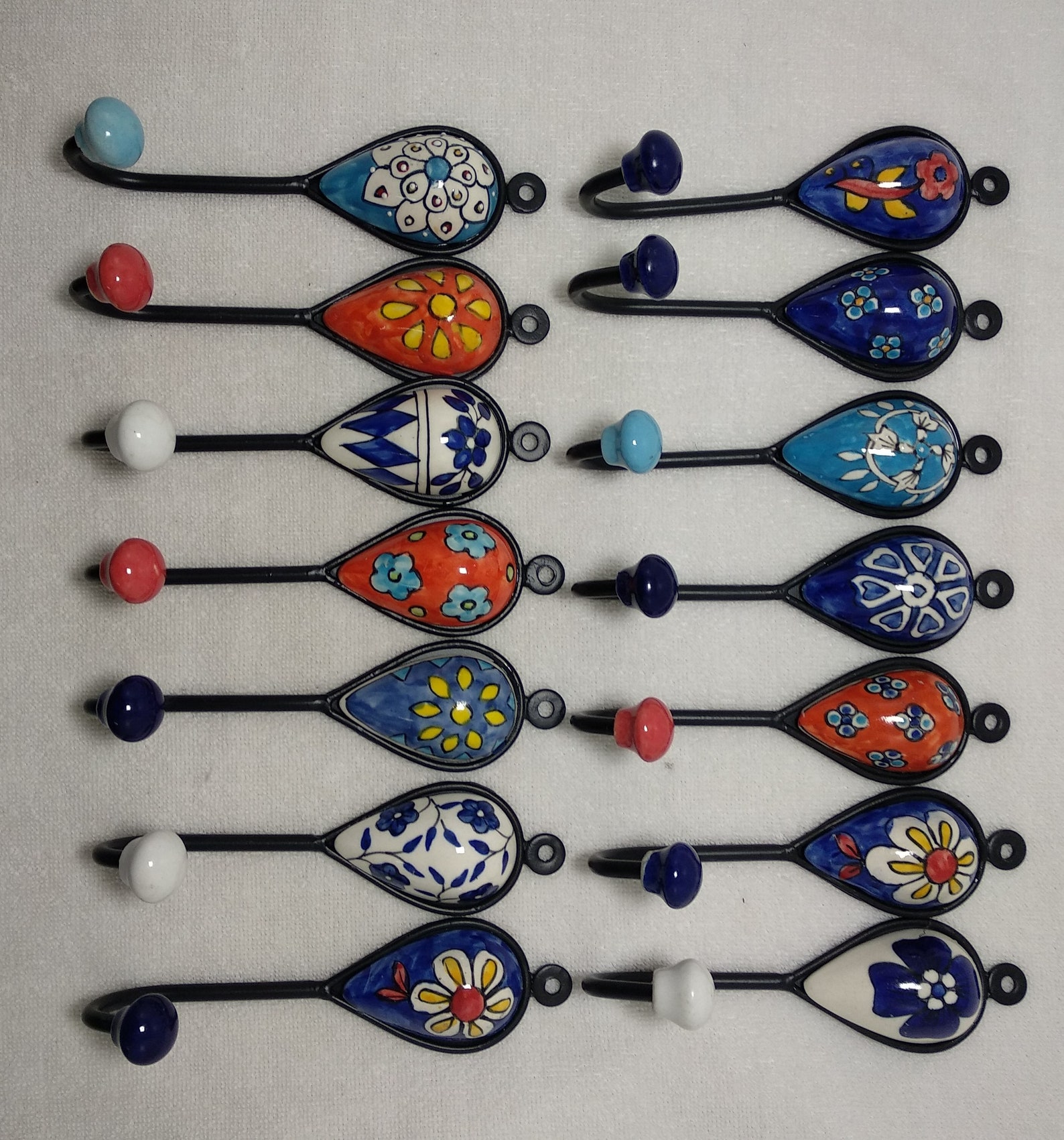 Multicolor Ceramic Hooks Handpainted Hooks Bathroom Hooks | Etsy