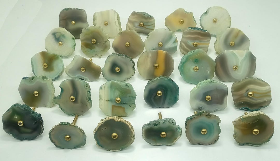 Light Sea Green Agate Knobs Agate Stone Knobs Cabinet Drawer Pulls Cupboard Door Handle Cabinet ...