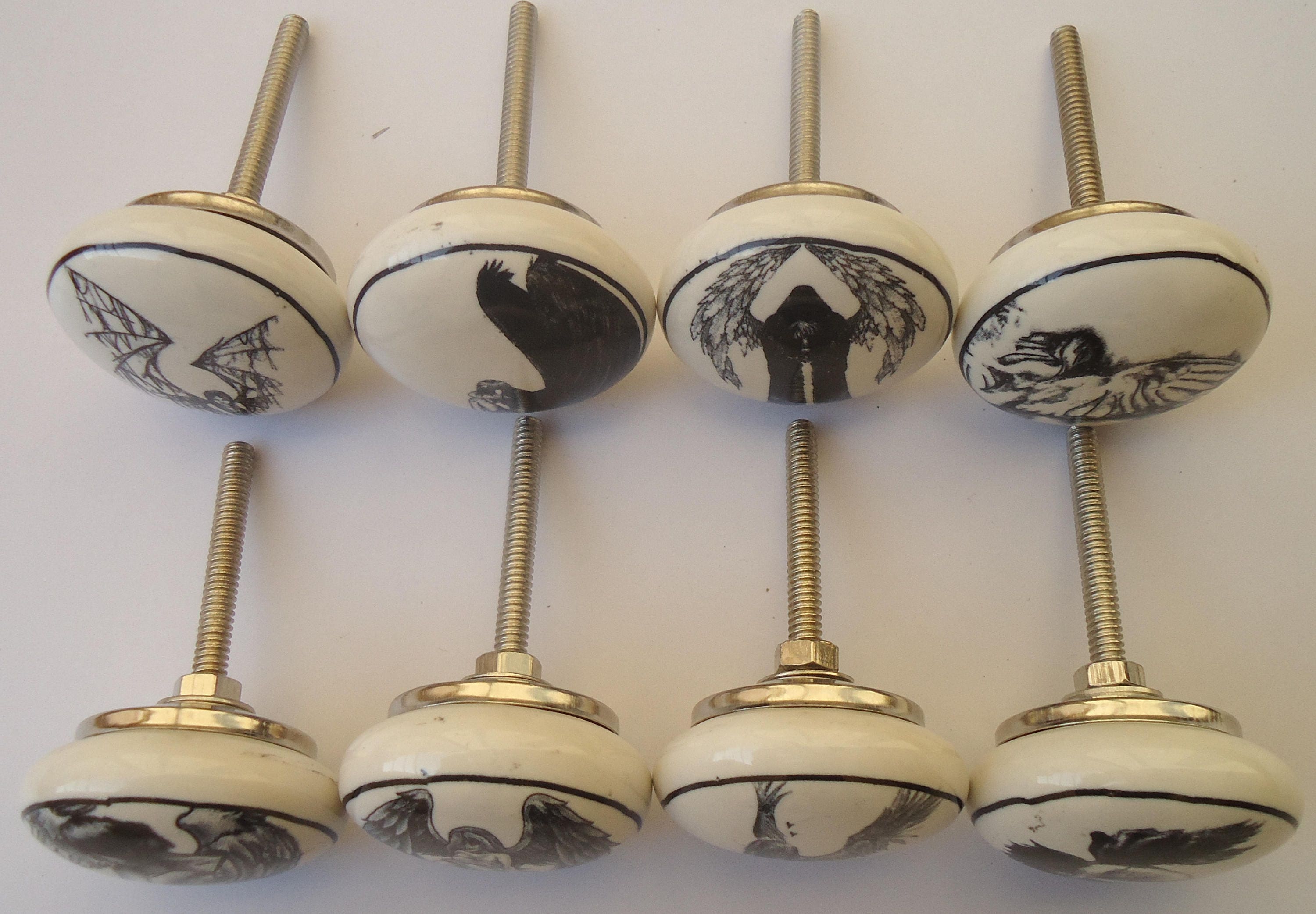 Black and White Angel Ceramic Knobs Handmade Ceramic Door | Etsy