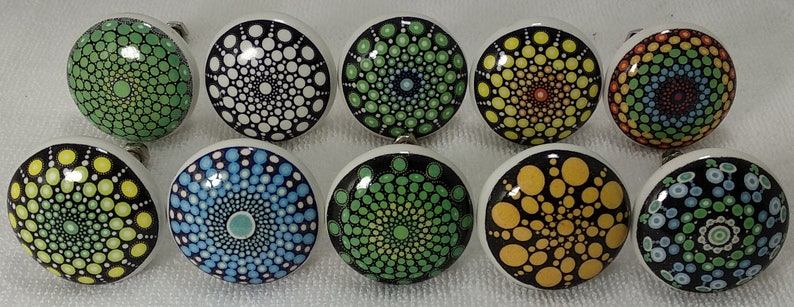 Multi Color Ceramic Knobs Kitchen Cabinet Drawer Knobs | Etsy