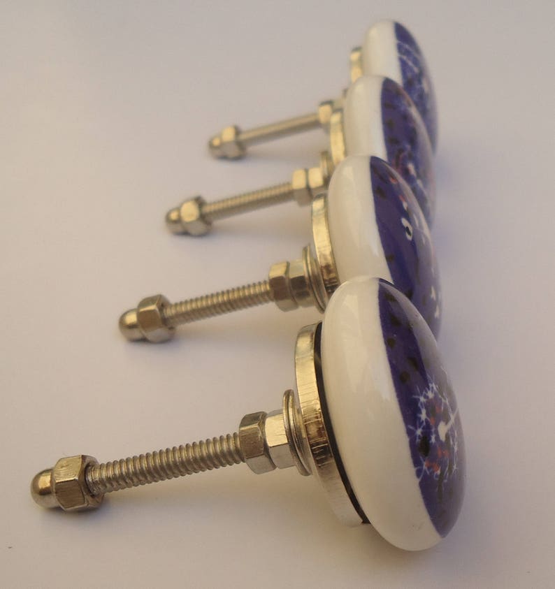 Blue Color Flat Ceramic Knobs Kitchen Cabinet Drawer Knobs - Etsy