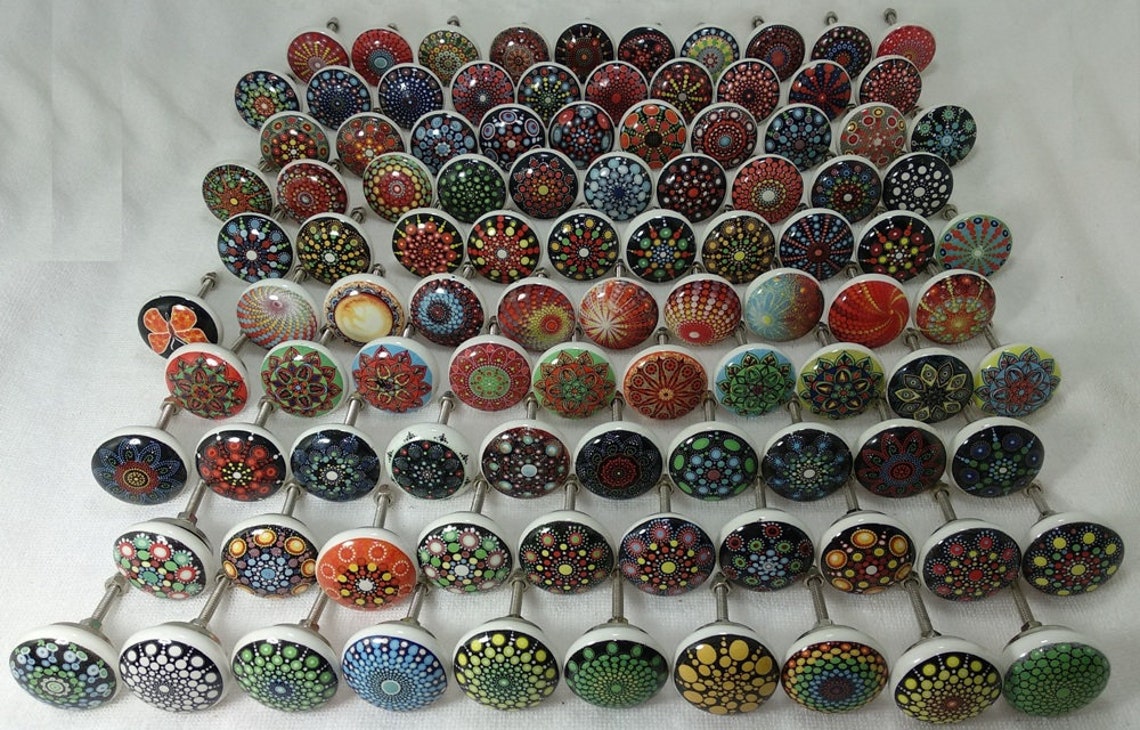 Multicolor Multidesign Assorted Flat Ceramic Door Knobs - Etsy