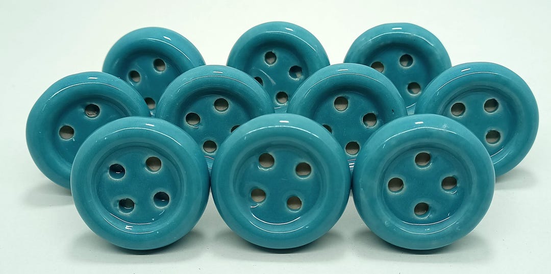 Teal Color Button Style Ceramic Knobs Kitchen Cabinet Drawer Knobs ...