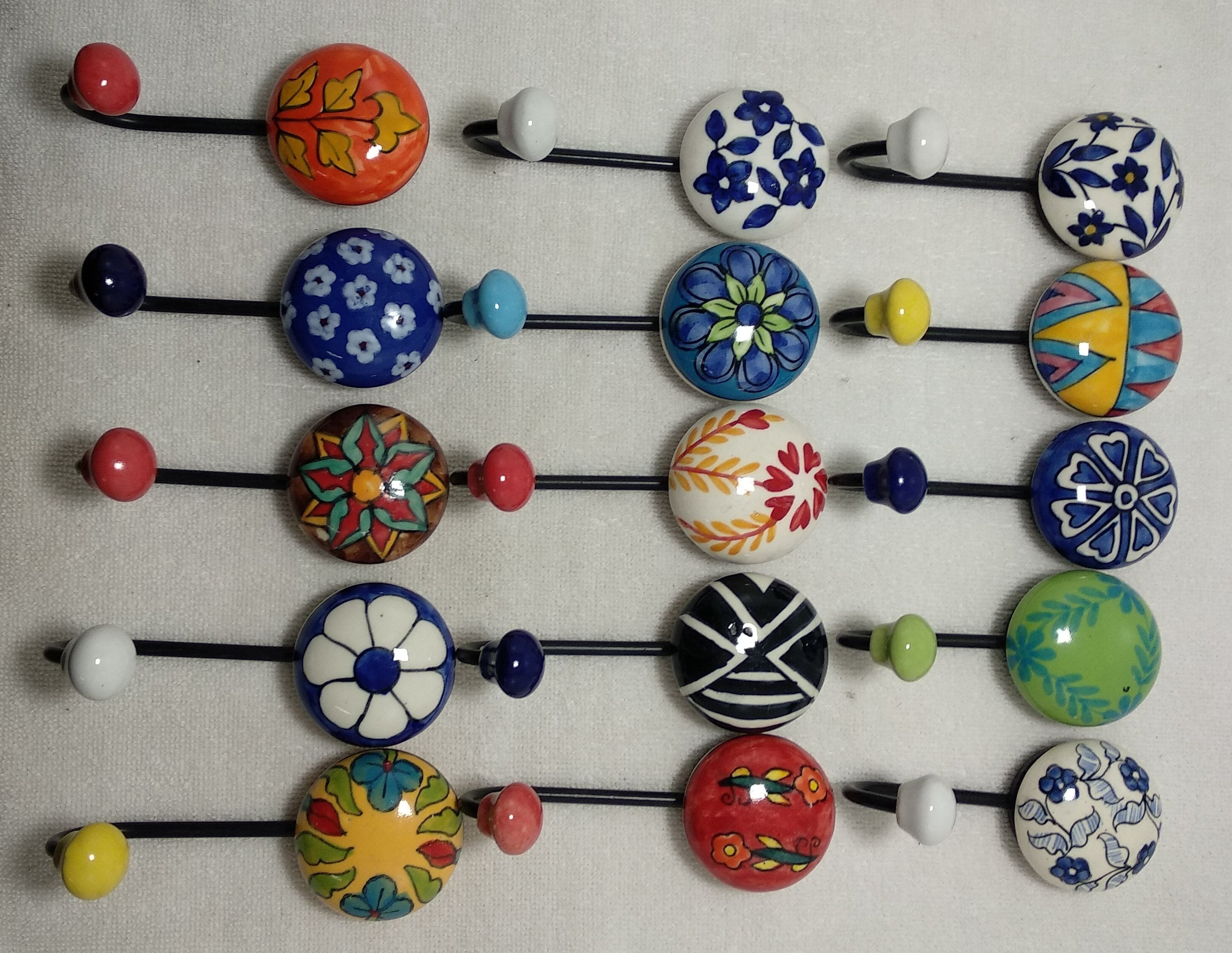 Multicolor Ceramic Hooks Handpainted Hooks Bathroom Hooks Decorative ...