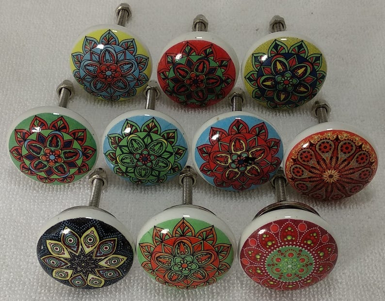 Multi Color Ceramic Knobs Kitchen Cabinet Drawer Knobs - Etsy