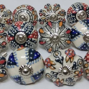 Multicolor emboss Ceramic Knobs Handpainted Handmade Ceramic | Etsy