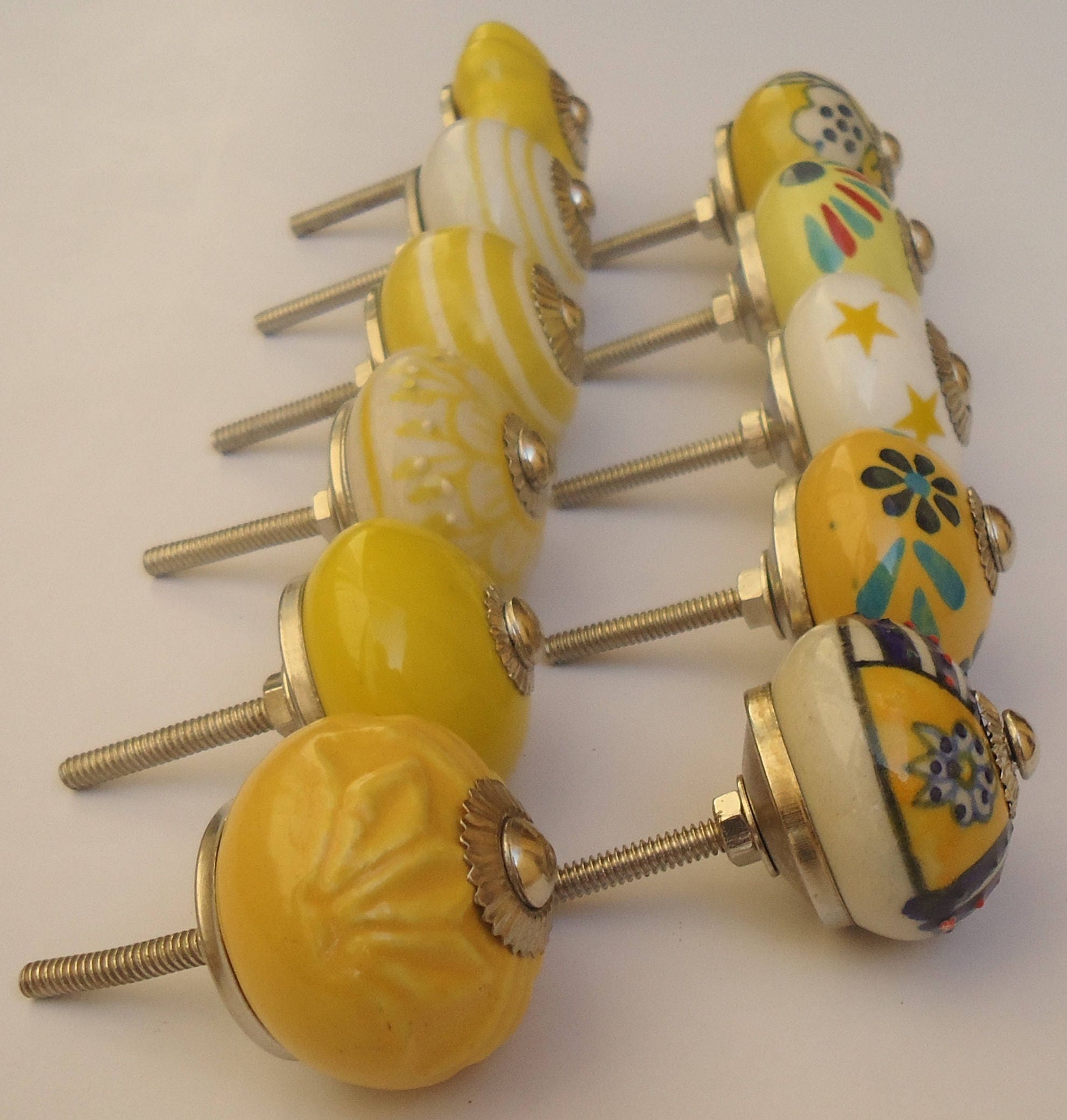 Yellow Color Mixed Assorted Design Ceramic Knobs Kitchen - Etsy
