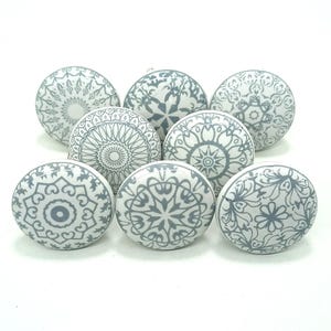 Blue & White Ceramic Knobs Kitchen Cabinet Drawer Knobs Hardware Knobs Handmade Knobs Cabinet ...