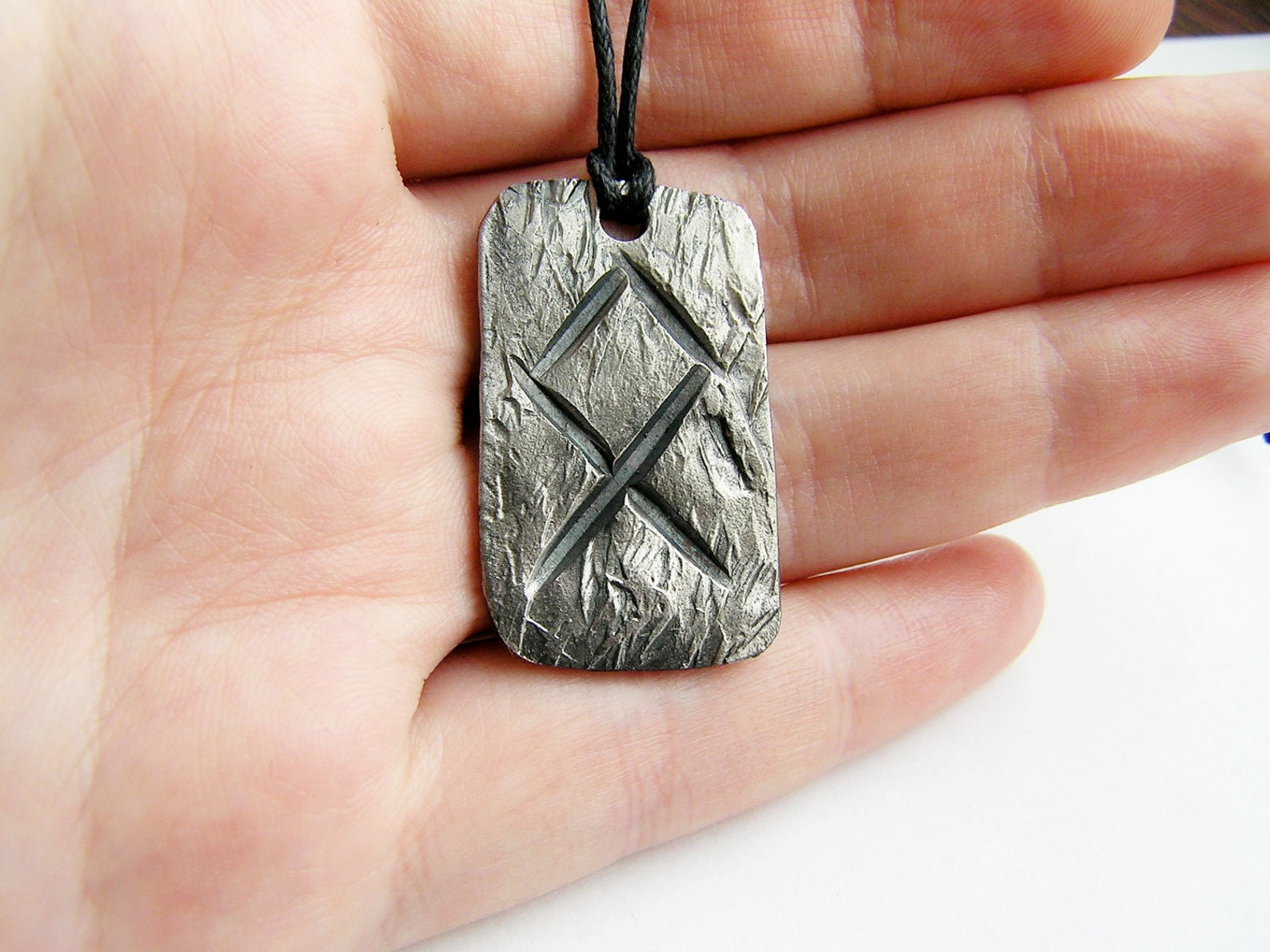 Hand Forged Rune Othala othal Odal Necklace Iron Pendant - Etsy Canada