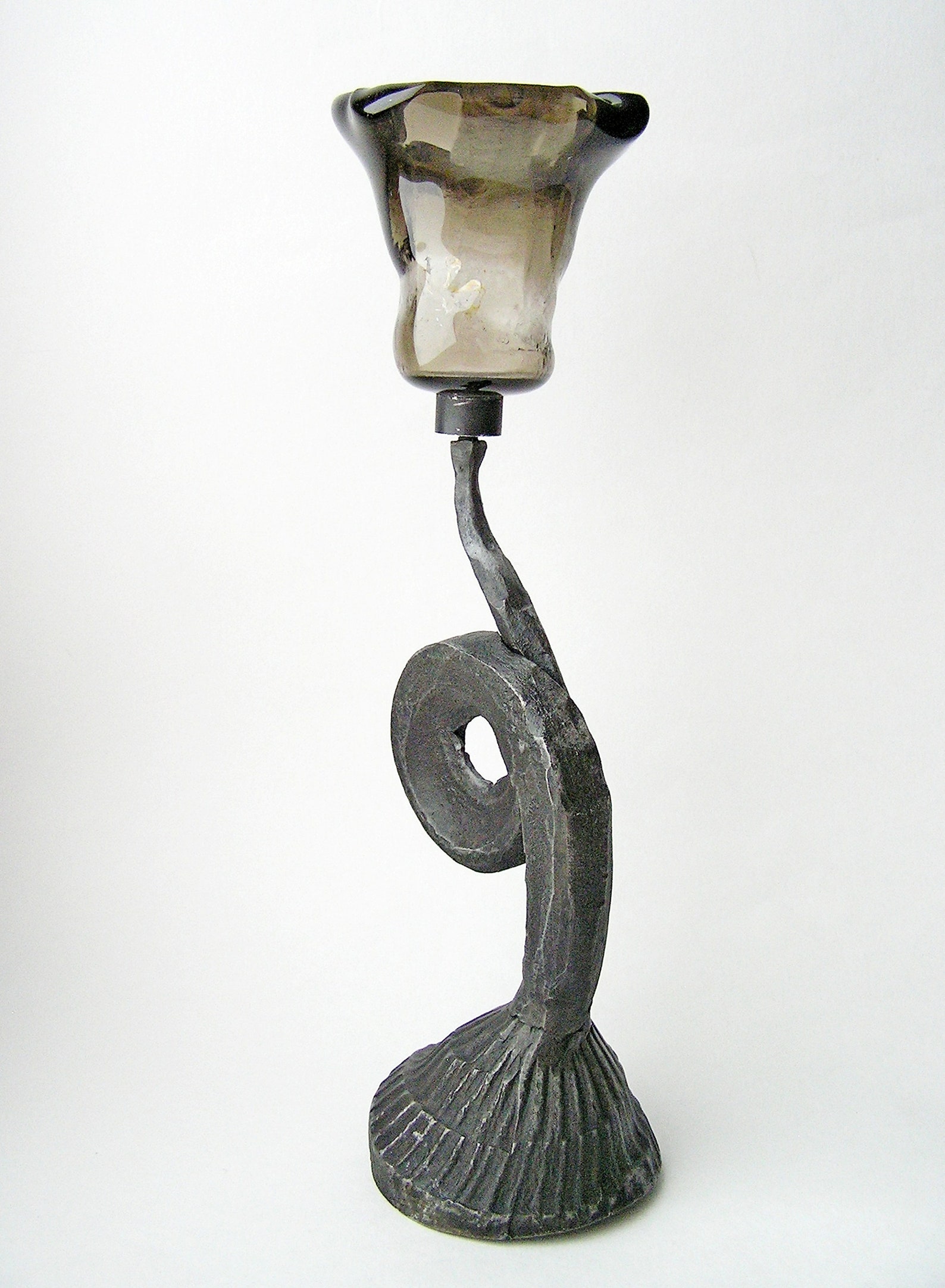 Candle Holder Freeform Flower With Glass Bud Pillar Candle | Etsy