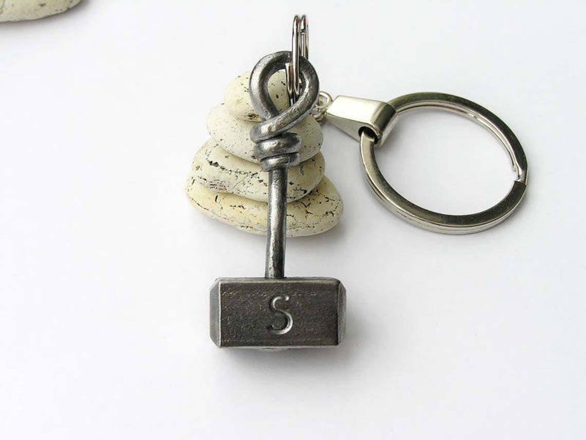 Forged Thor Hammer Keychain With Letter Your Name Customized | Etsy