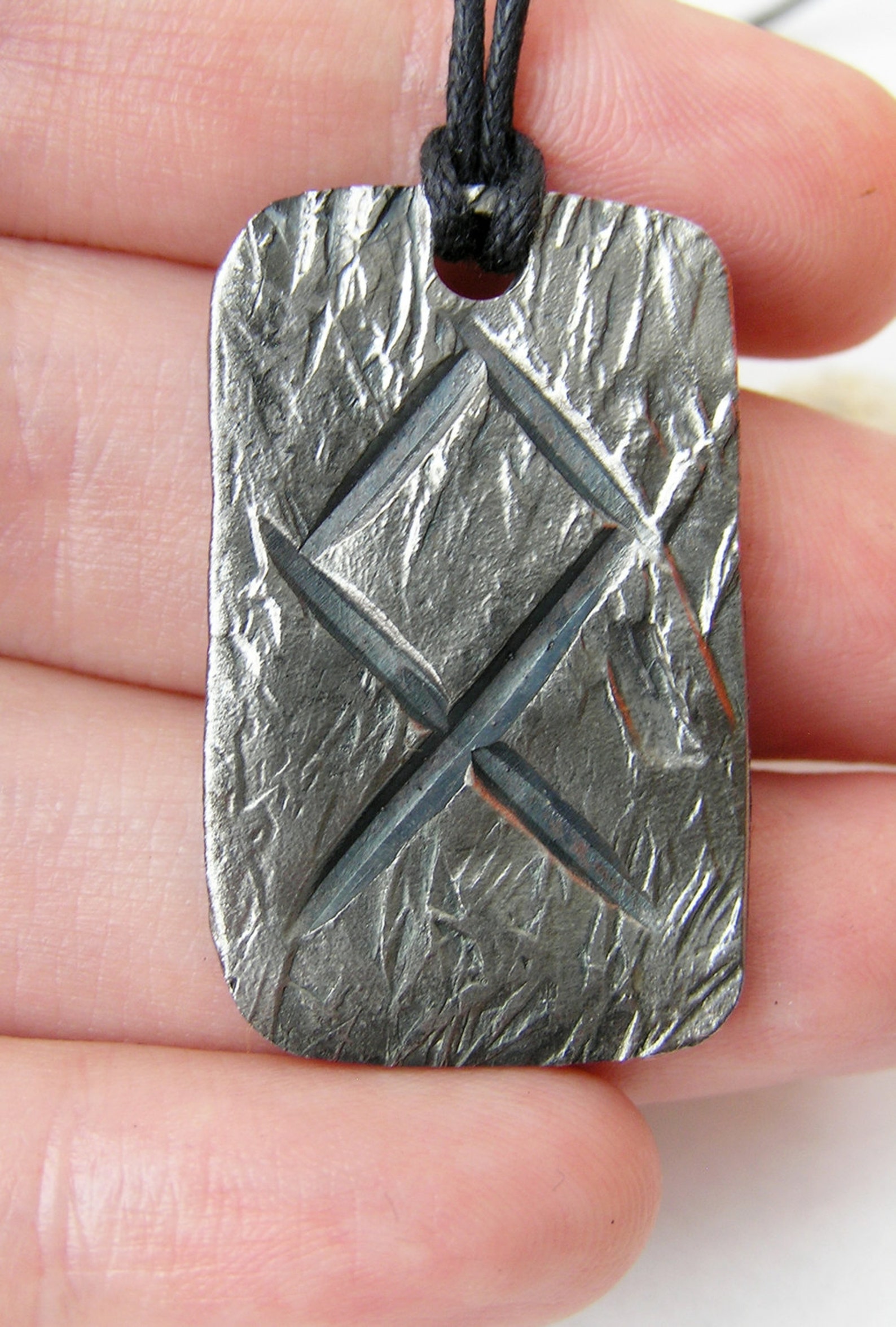 Hand Forged Rune Othala (othal, Odal) Necklace Iron Pendant Forged ...