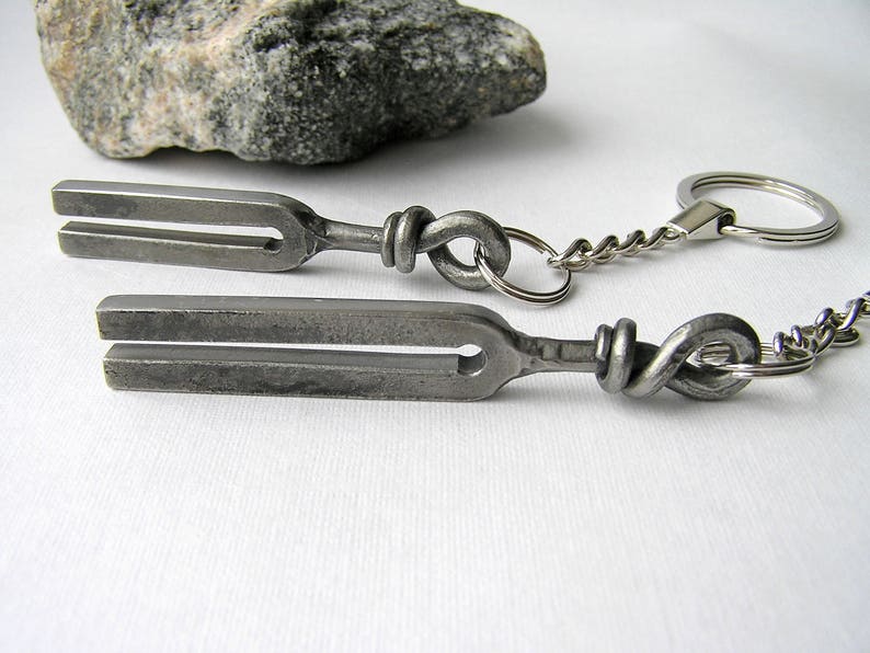 Forged Tuning Fork Keychain Gift Musician Housewarming Musician ...