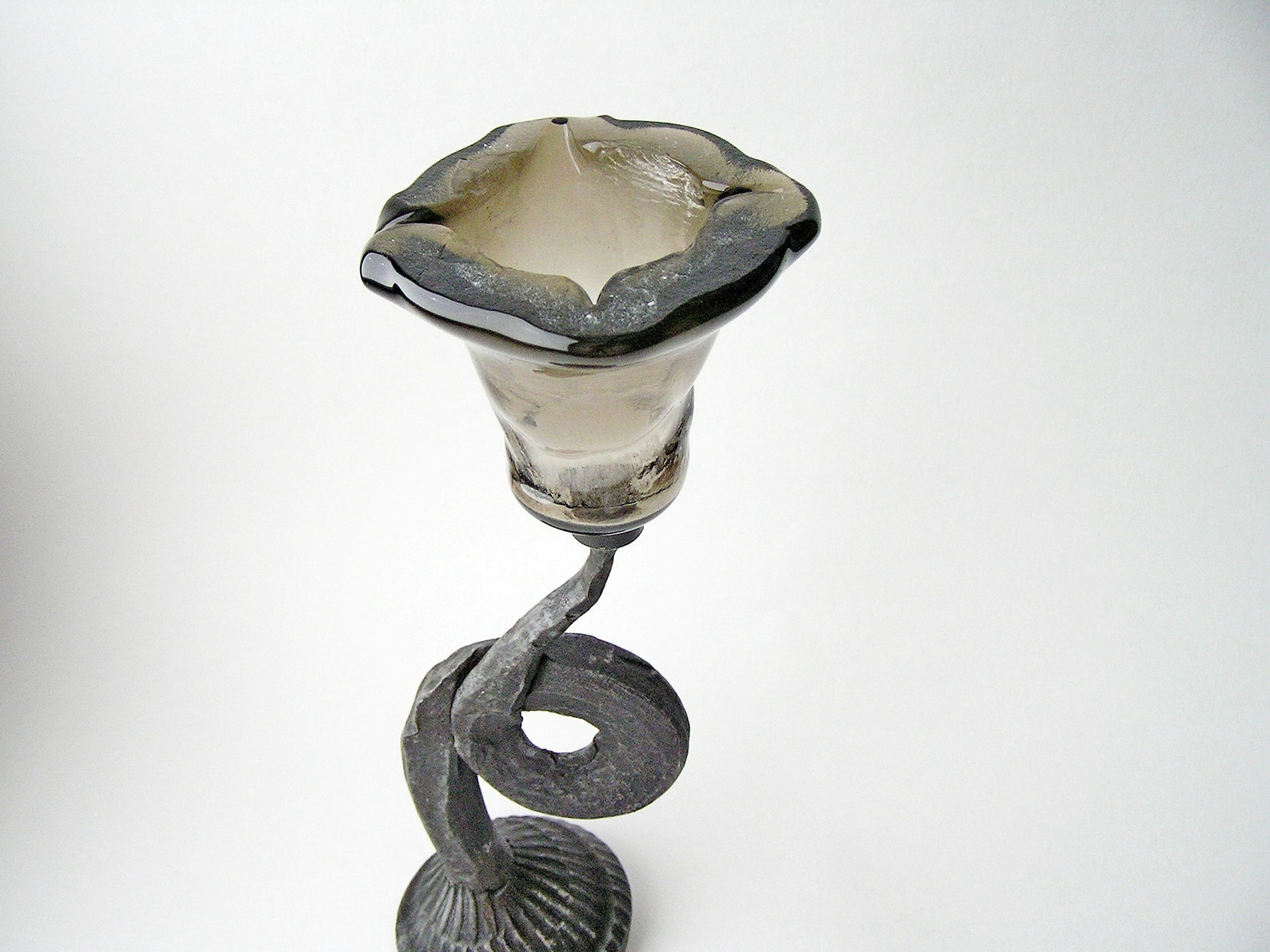 Candle Holder Freeform Flower With Glass Bud Pillar Candle | Etsy