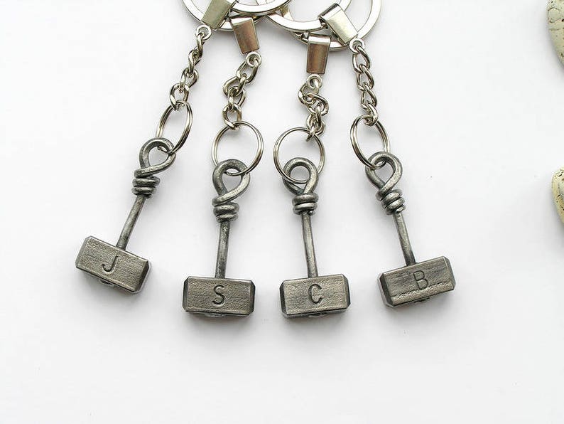 Personalized Keychain Forged Thor Hammer Keychain With Letter Your Name ...