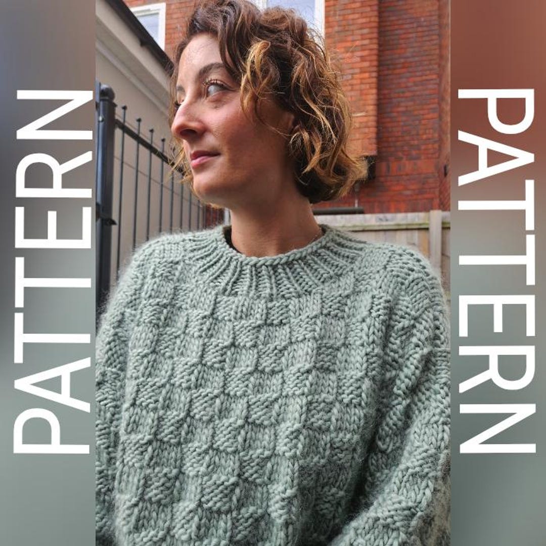 Intermediate Knit Sweater Pattern / Knitted Basket Weave Sweater ...