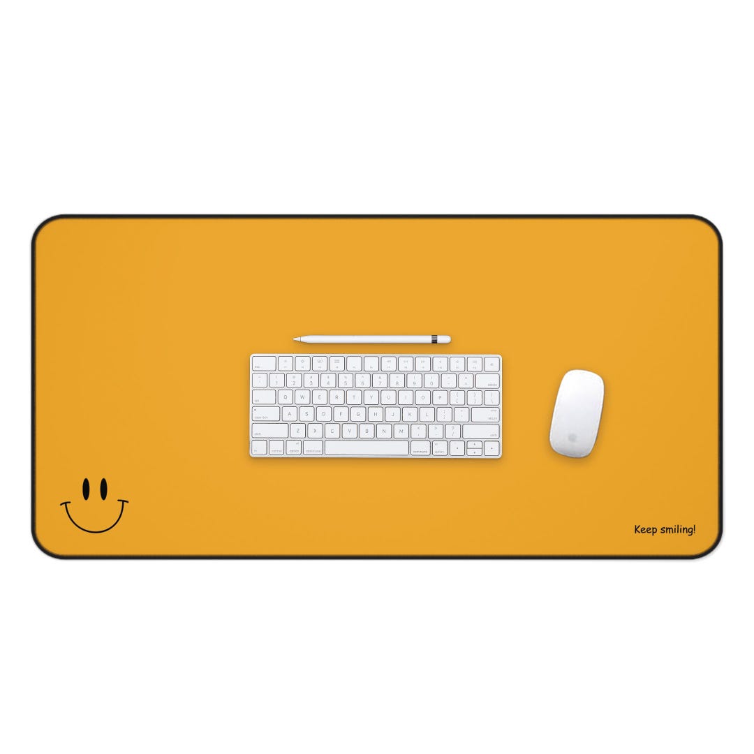 Desk Mat Emoji XL Desk Mat Yellow Mouse Pad Topography Desk Mat ...