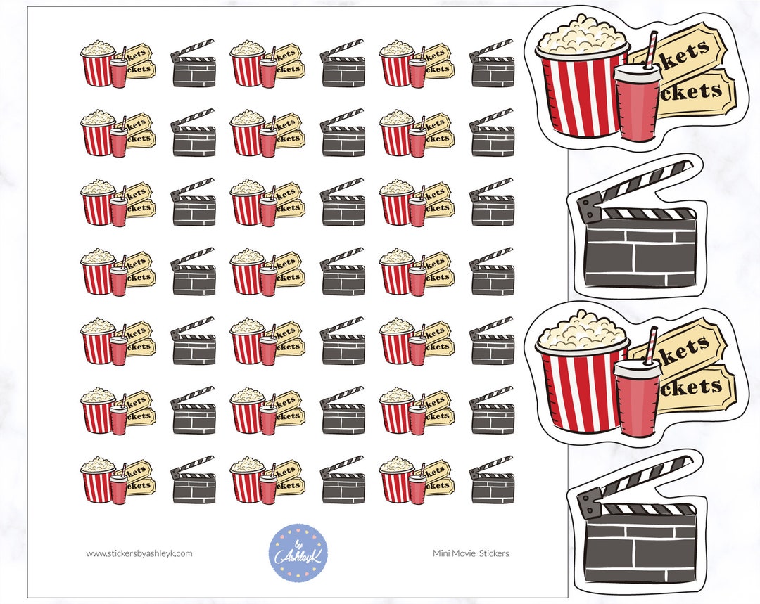 Mini Movie Stickers | Movie Night Stickers | Movie Date Stickers ...