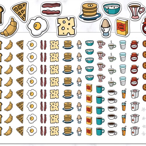 Food Stickers Breakfast Stickers Meal Stickers Coffee - Etsy