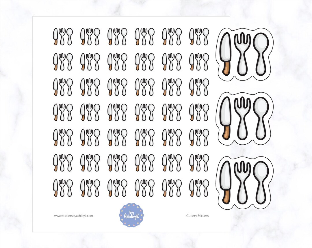 Cutlery Stickers | Meal Plan Planner Stickers | Dinner Planner Stickers ...