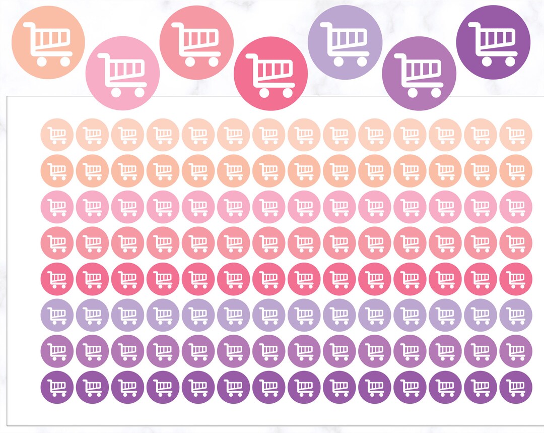 Grocery Shopping Icon Stickers | Grocery Stickers | Shopping Cart ...