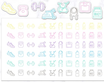 GYM EXERCISE Sticker Sheet // Aesthetic Cute Fitness Workout - Etsy ...
