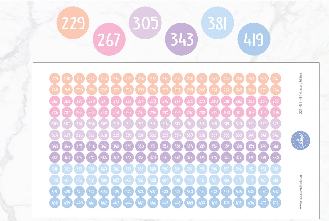 229-456 Mini Numbers Planner Stickers | Number Dots Stickers | Numbers ...