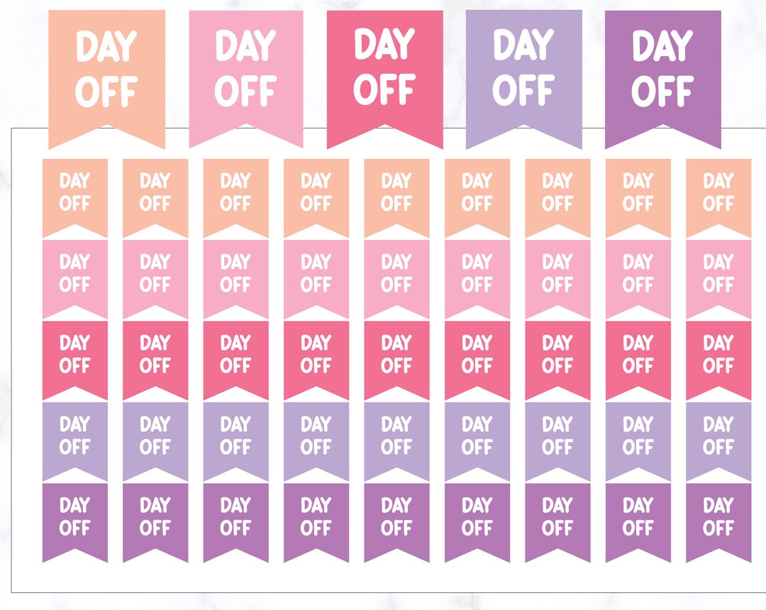 45 Day off Flag Planner Stickers | Day off Stickers | Flag Planner ...