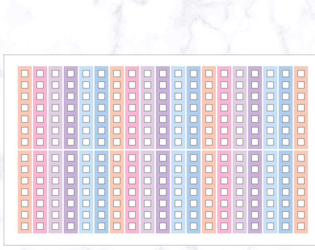 Square Checklist Thin Strip Stickers | Square Checklist Stickers ...