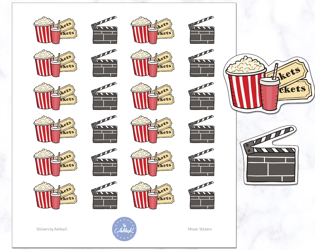 Movie Stickers | Movie Night Stickers | Movie Date | Cinema Stickers ...