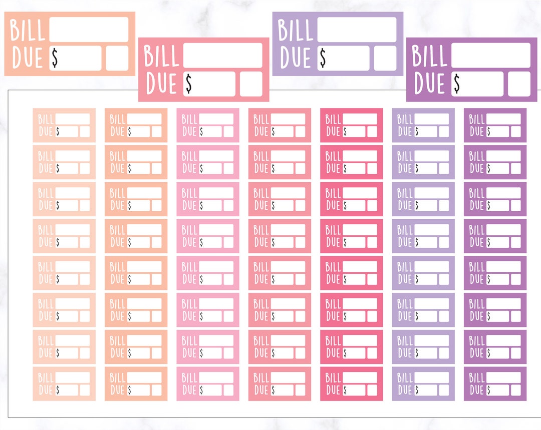 Mini Bill Due Planner Stickers | Bill Due Stickers | Pay Bill Stickers ...