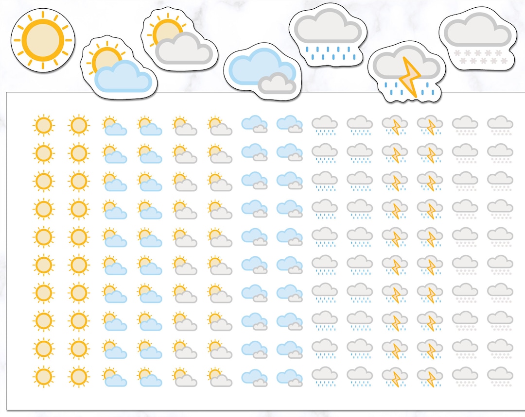 Weather Stickers | 140 Weather Planner Stickers | Planner Stickers ...