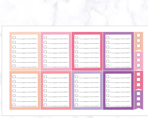 Checklist Frame Full Box Stickers Checklist Planner Stickers - Etsy