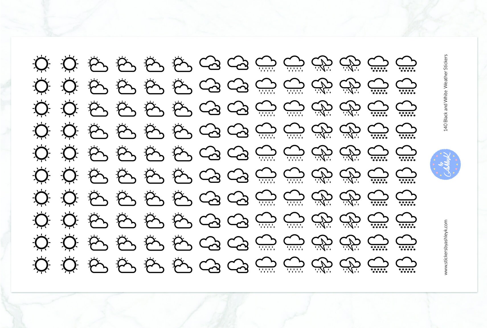 140 Black and White Weather Stickers Weather Planner - Etsy