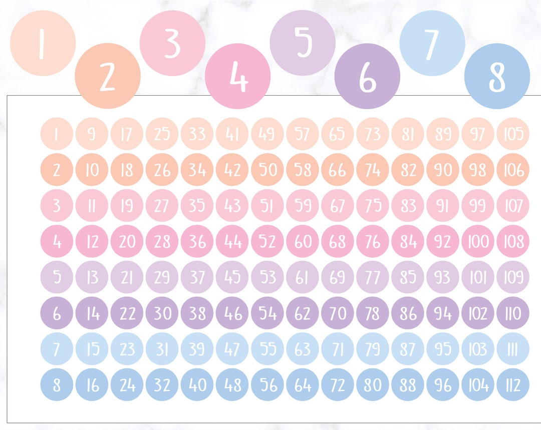 112 Numbers Planner Stickers | Number Dots Stickers | Numbers Planner ...