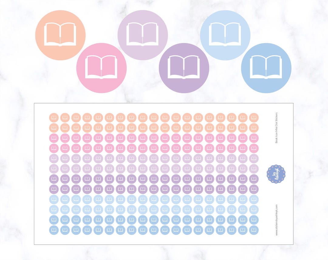 Book Icon Mini Dot Planner Stickers | Reading Planner Stickers | Book ...