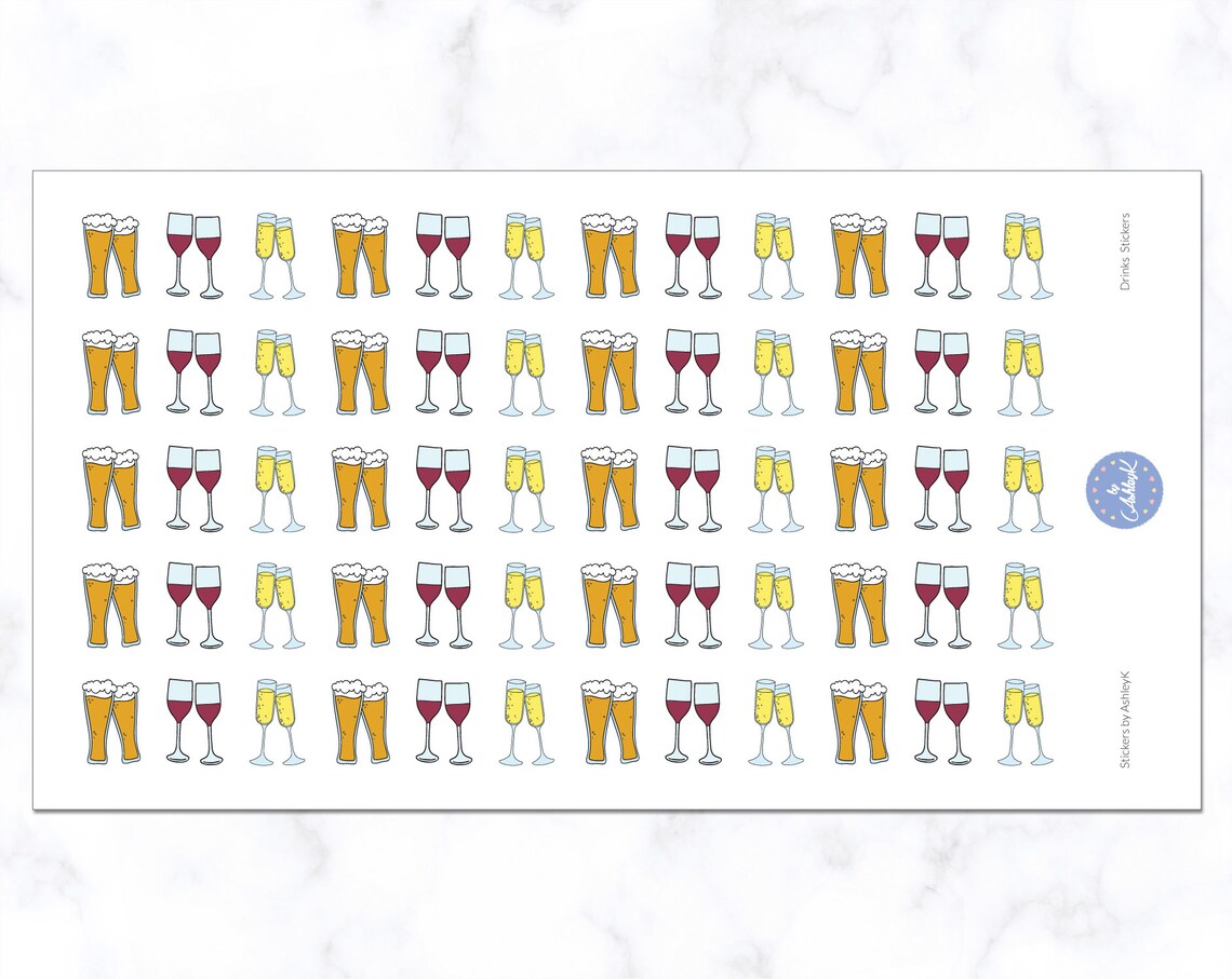 Wine Stickers | Beer Stickers | Drinks Stickers | Planner Stickers ...