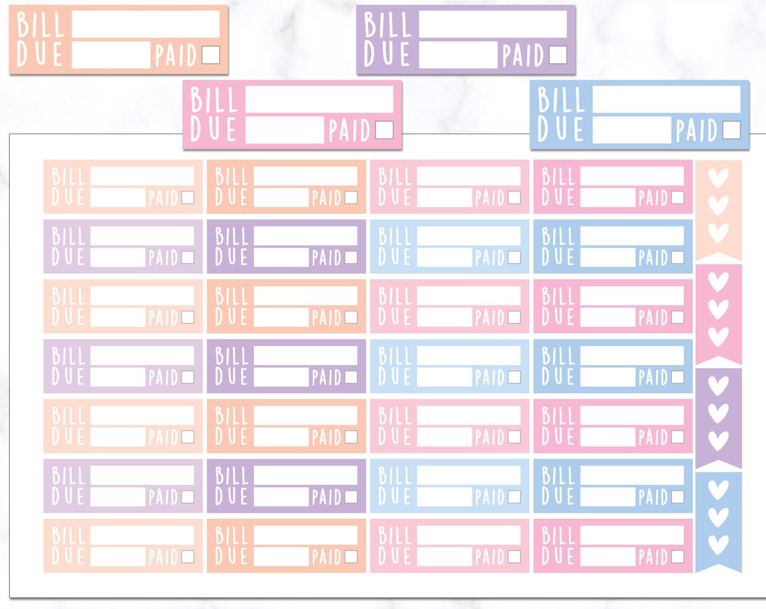 Pay Bill Planner Stickers | Bill Due Stickers | Bill Stickers ...