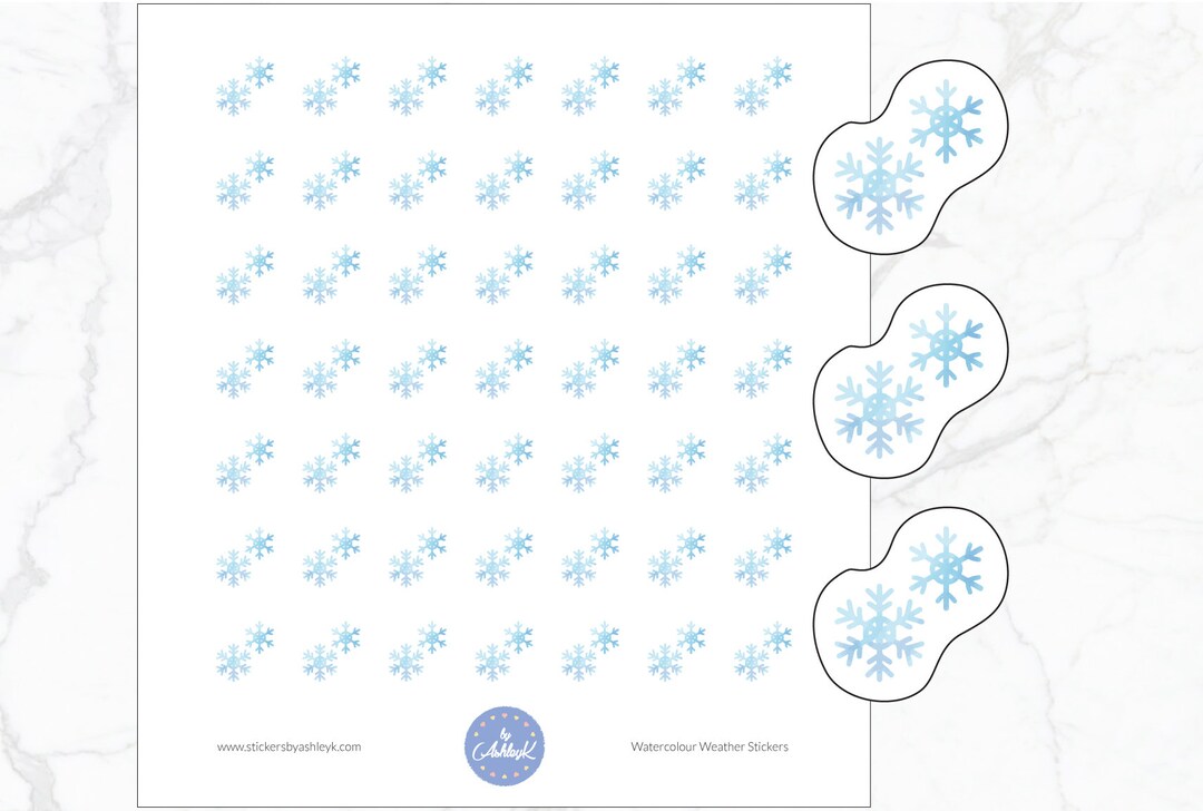 Snow Watercolour Weather Planner Stickers | Weather Stickers | Snow ...