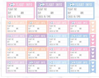 Travel Planner Stickers Printable Flight Itinerary Sized for - Etsy